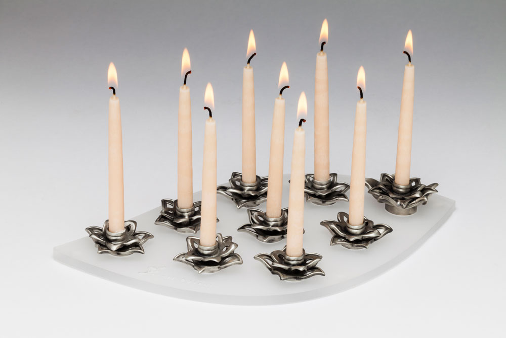Lotus Flower Menorah – Pewter – Aimee Golant