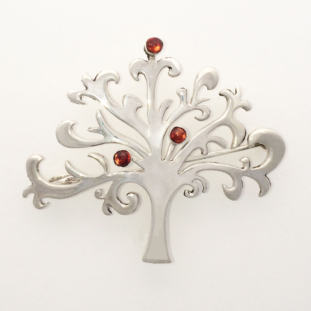 Large Shin Tree of Life Brooch with 3 Garnets – Aimee Golant
